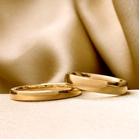 3 og 4 mm gifteringer i 9 karat gull - par